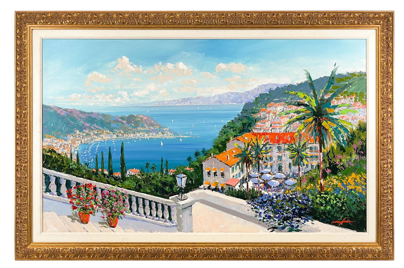 Kerry Hallam - View From The Terrace - Framed Original Painting On ...