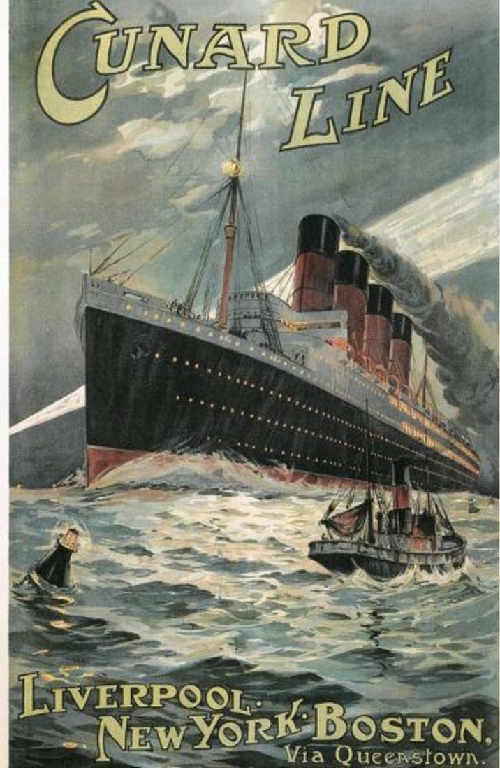 Cunard Lines "liverpool, New York, Boston" Travel Poster Auction