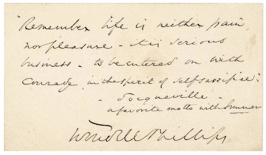 Wendell Phillips Autograph Quotation Signed