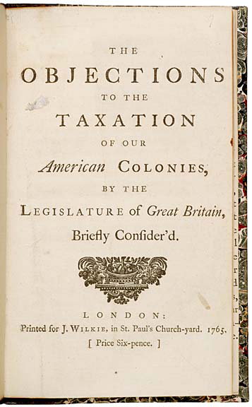 2045: Objections (THE STAMP ACT) 1765 Bound Pamphlet