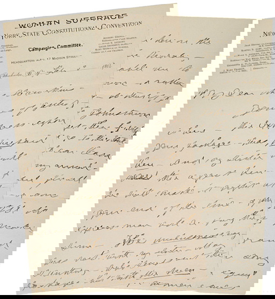 Susan B. Anthony, Autograph Letter Signed, 1894