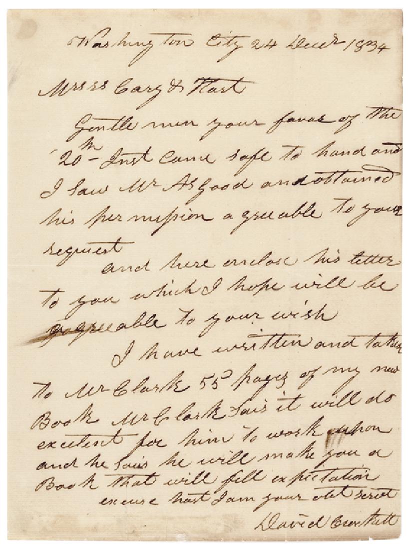 1834 DAVID DAVY CROCKETT Autograph Letter Signed