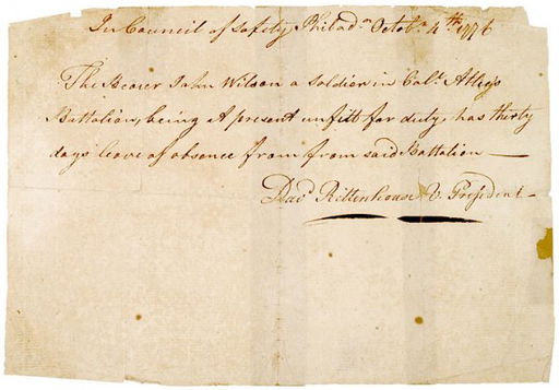 79: DAVID RITTENHOUSE, Autograph Letter Signed, 1775 - Oct 22, 2006 ...