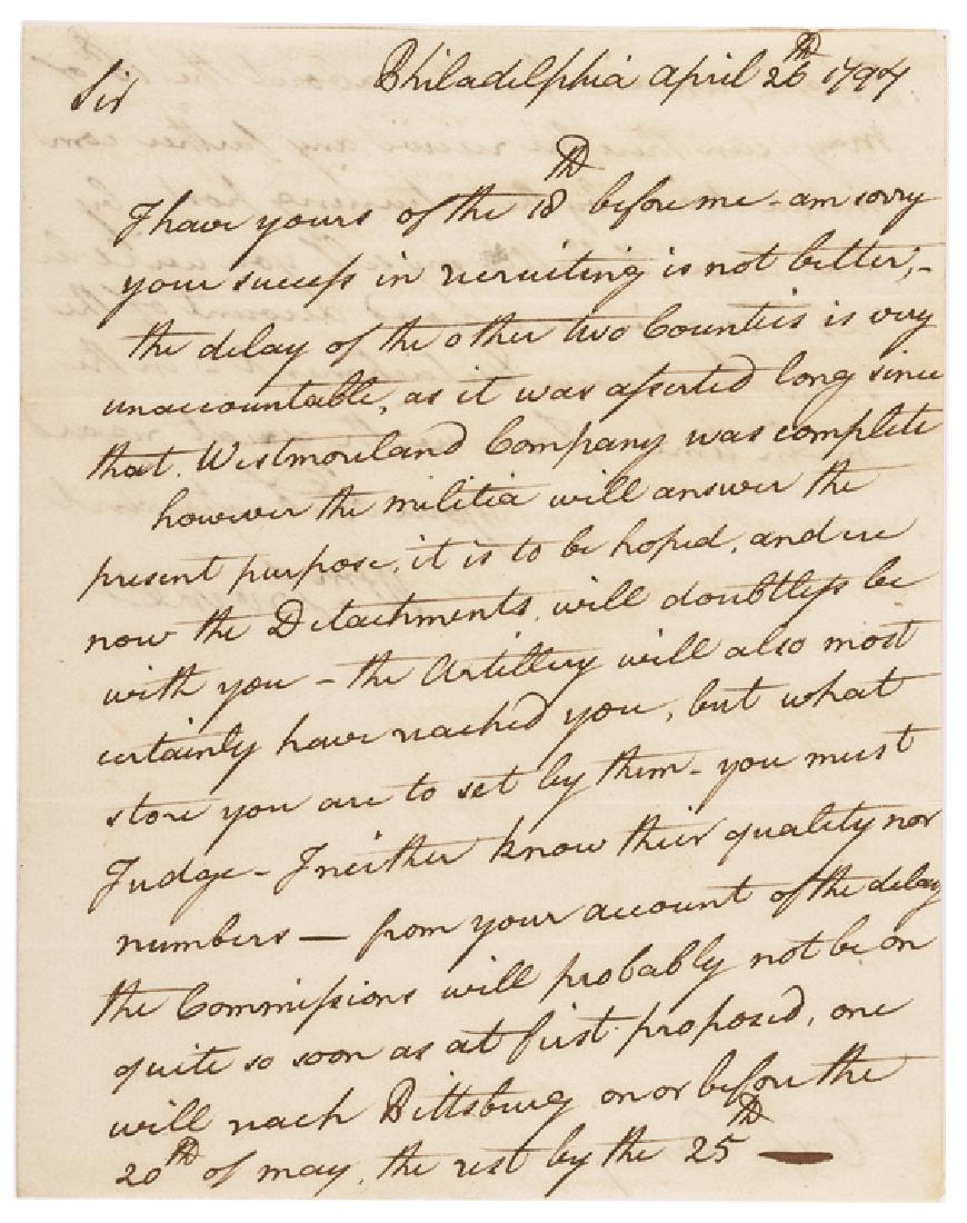 1794 WHISKEY REBELLION Letter Gen WILLIAM IRVINE