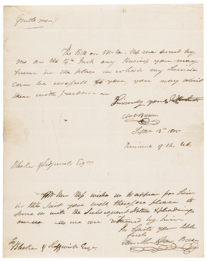 1805 MARTIN VAN BUREN Autograph Letter Signed