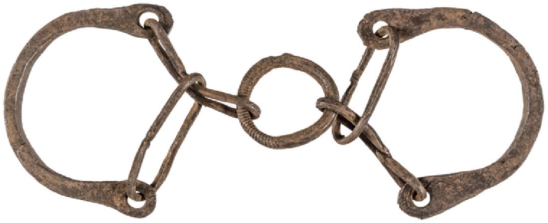 C. 1760 Colonial Era Iron Slave Wrist Shackles