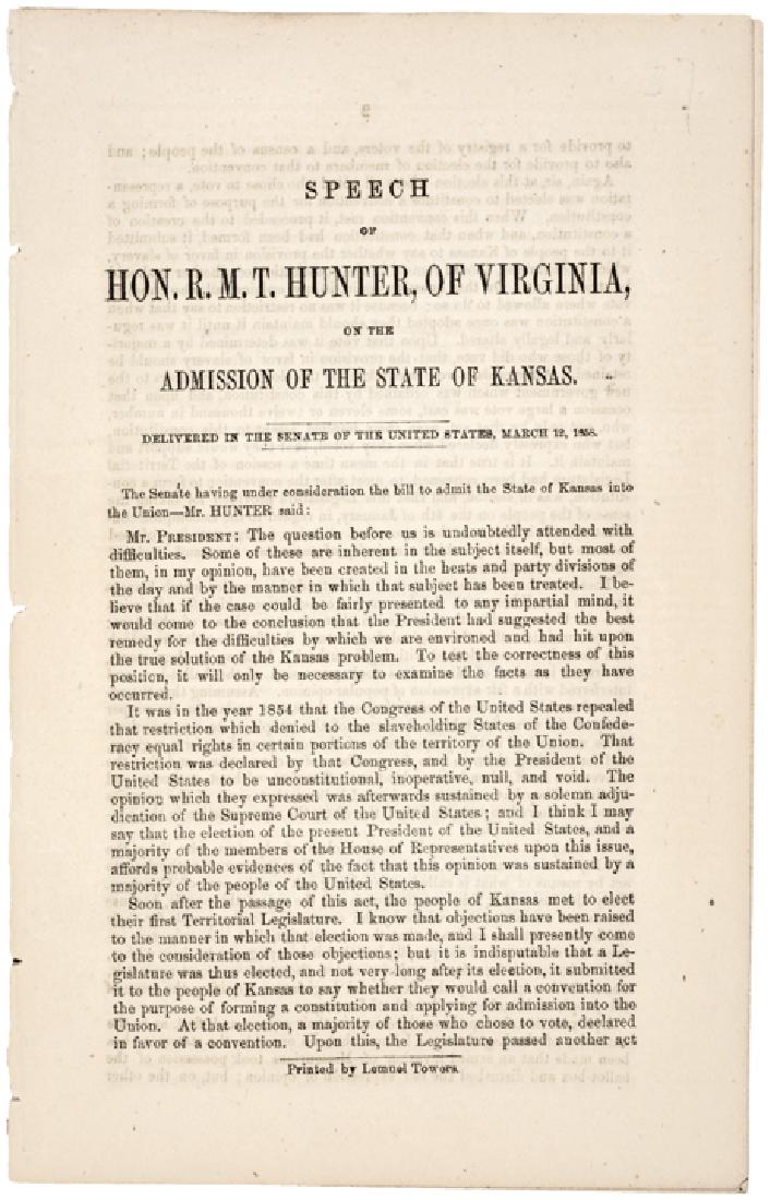 1858 Slavery Debate - State of Kansas Admission