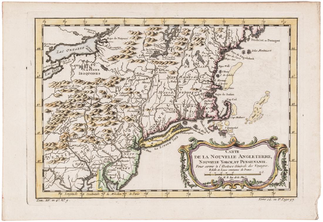 1757 Map New England, New York & Pennsylvania by Bellin