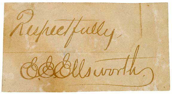 220: Civil War Martyr Elmer E. Ellsworth Signature