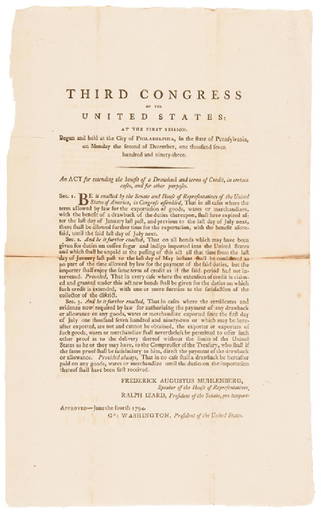 1794 President George Washington Us Act Approved