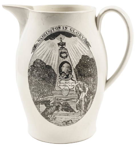 Washington Liverpool Creamware Memorial Pitcher
