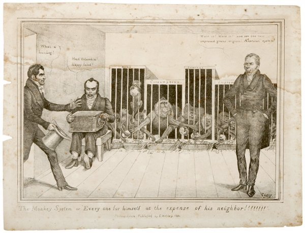 1831 Political Cartoon Henry Clay: Monkey System