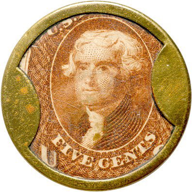 Encased Postage Stamps, 5¢, J. Gault, Plain Frame