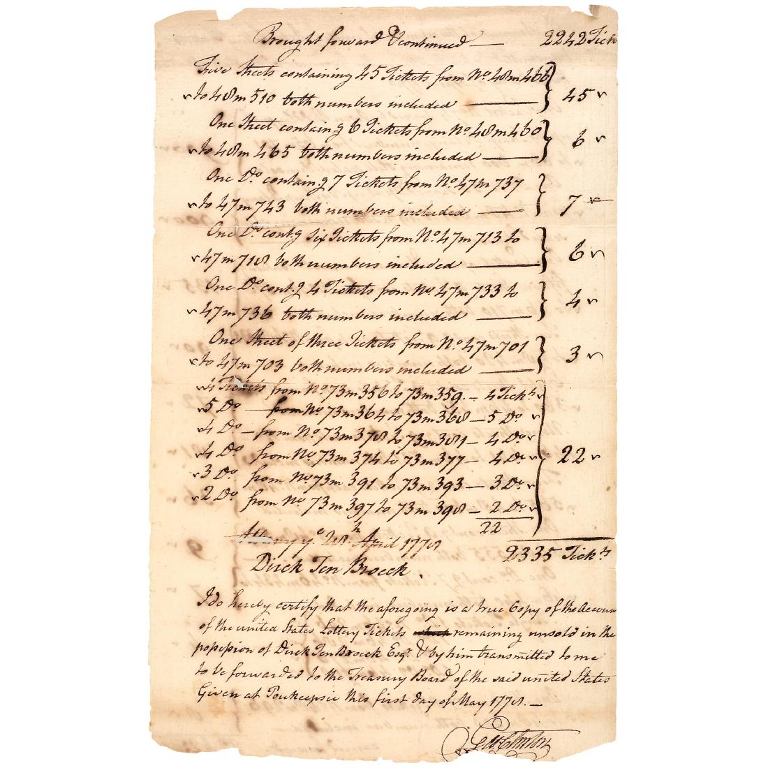 George Clinton Signed 1778 Lottery Ticket Doc.!