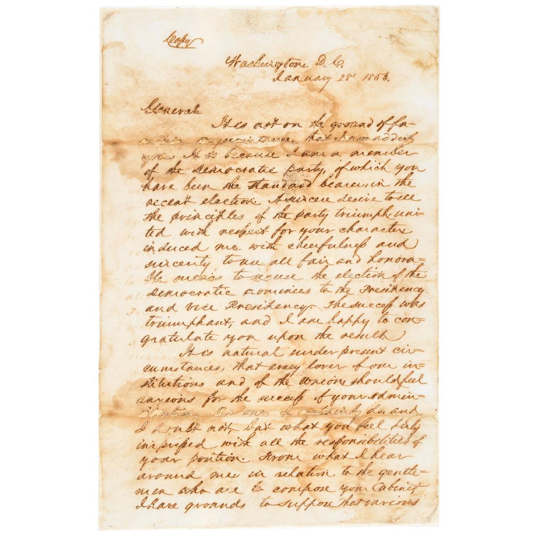 1853 SAMUEL SAM HOUSTON Autograph Letter Signed