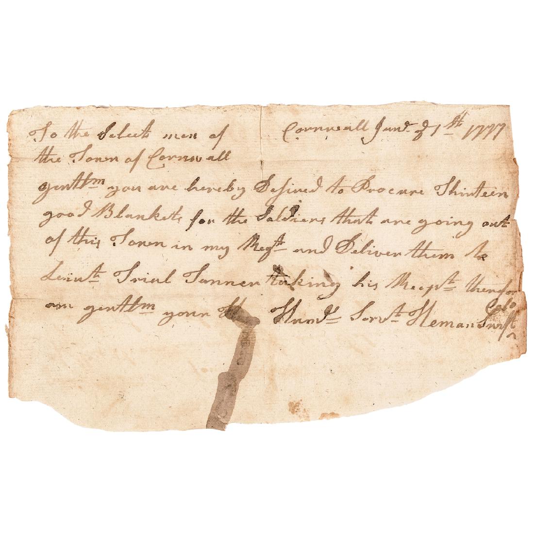 1777 Revolutionary War Autograph Letter Signed Col