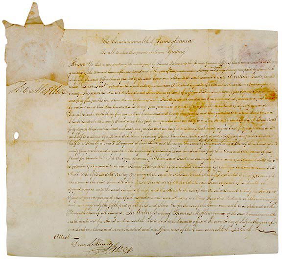 Thomas Mifflin Signed Document 1790