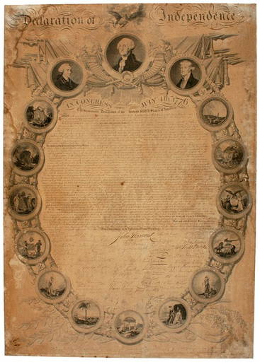 Rare Binns Print: Declaration Of Independence