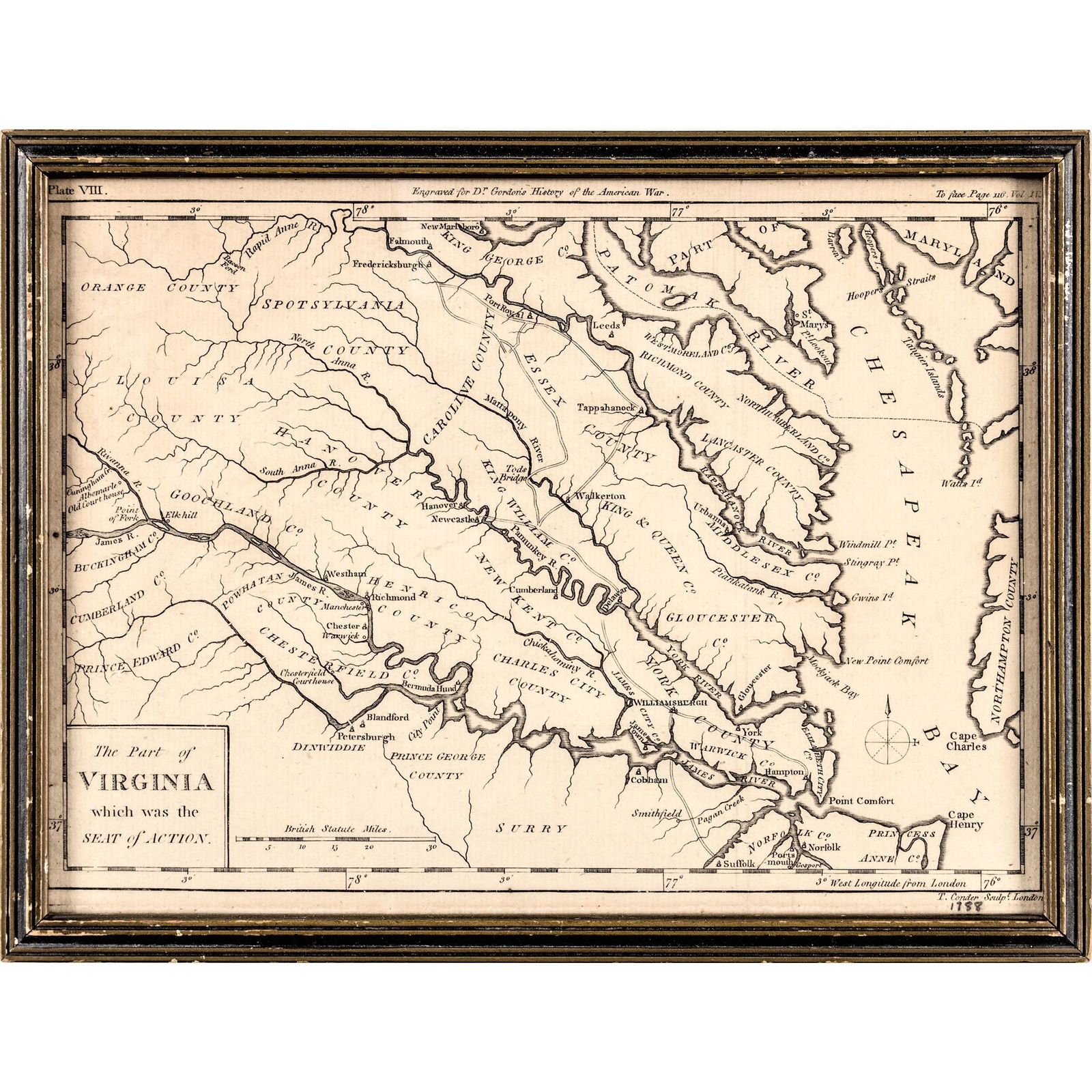 Virginia Which Was The Seat Of Action Rev War Map