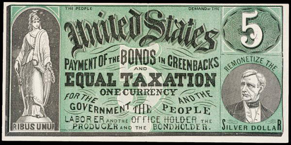 Political "greenback" Party Advertisement.