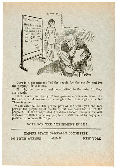 1915, Woman's Suffrage Broadside Handout