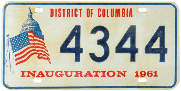 4057: JFK License Plate: INAUGURATION 1961