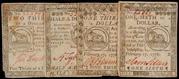 Colonial Currency Of Feb. 17, 1776 Fugio Notes