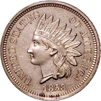5554: 1858 Indian Head Cent Pattern in Copper-Nickel