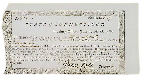 1780, American Revolutionary Debt Certificate