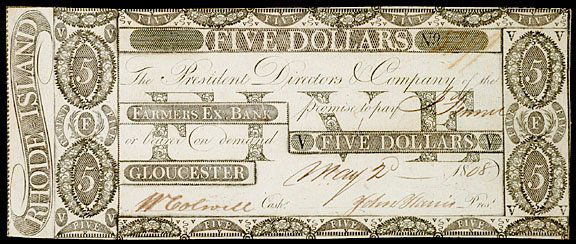 4220: Obsolete Currency, Gloucester, RI, $5
