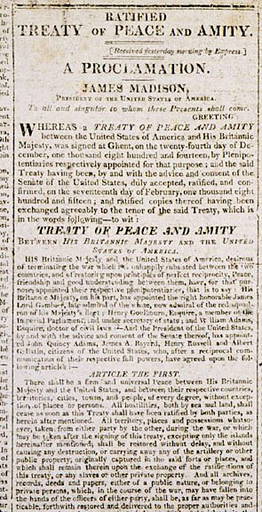 Ratification Of The Treaty Of Ghent, 1815