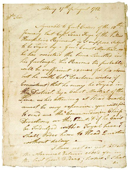 3041: 1782 Lt. Col. George Reid Handwritten Letter