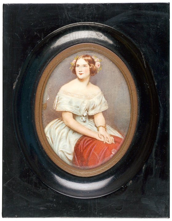 4146: JENNY LIND Painting in Lacquer Frame