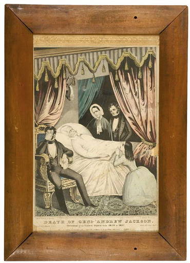 1845 Currier + Ives Print, Death Of Pres. Jackson