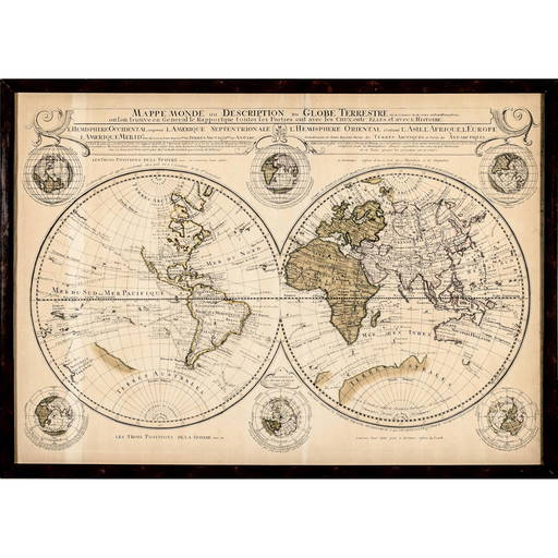 1750s World Globe Map Explorers Routes + Dates