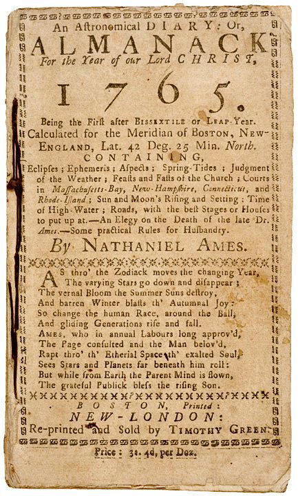 104: 1765 Almanac, By NATHANIEL AMES