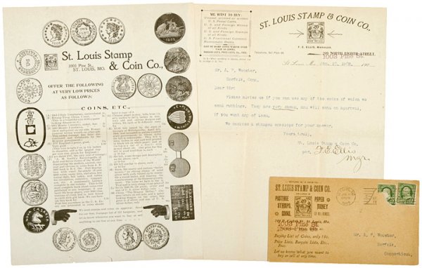 927: Three 1902 Dated St. Louis Stamp + Coin Co. Items