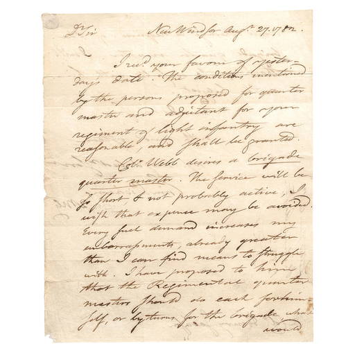 1782 Timothy Pickering Rev. War Autograph Letter