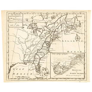1763 Map Of The 13 British Colonies In America