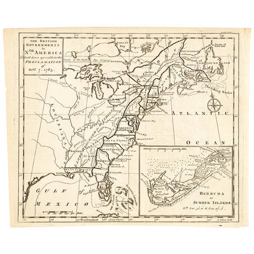 1763 Map Of The 13 British Colonies In America