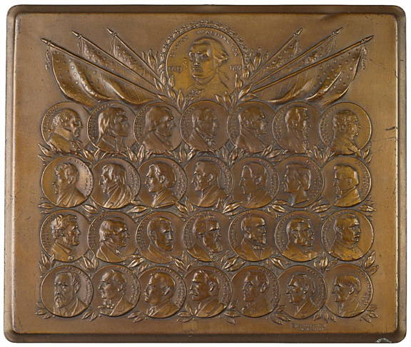1923 Plaque, Brass Busts Of First 30 Presidents