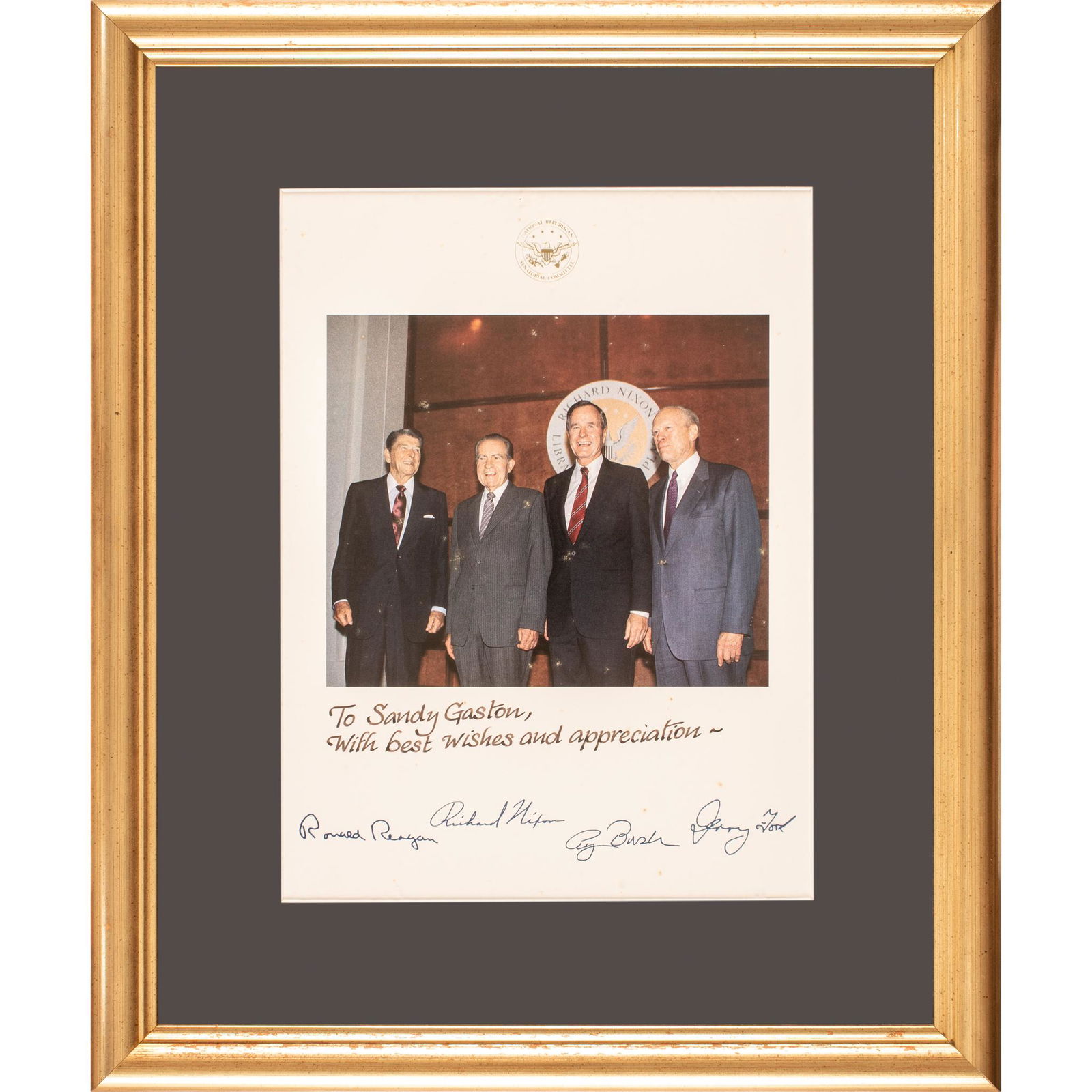 Photo Autopen Signed, Reagan, Nixon, Bush + Ford
