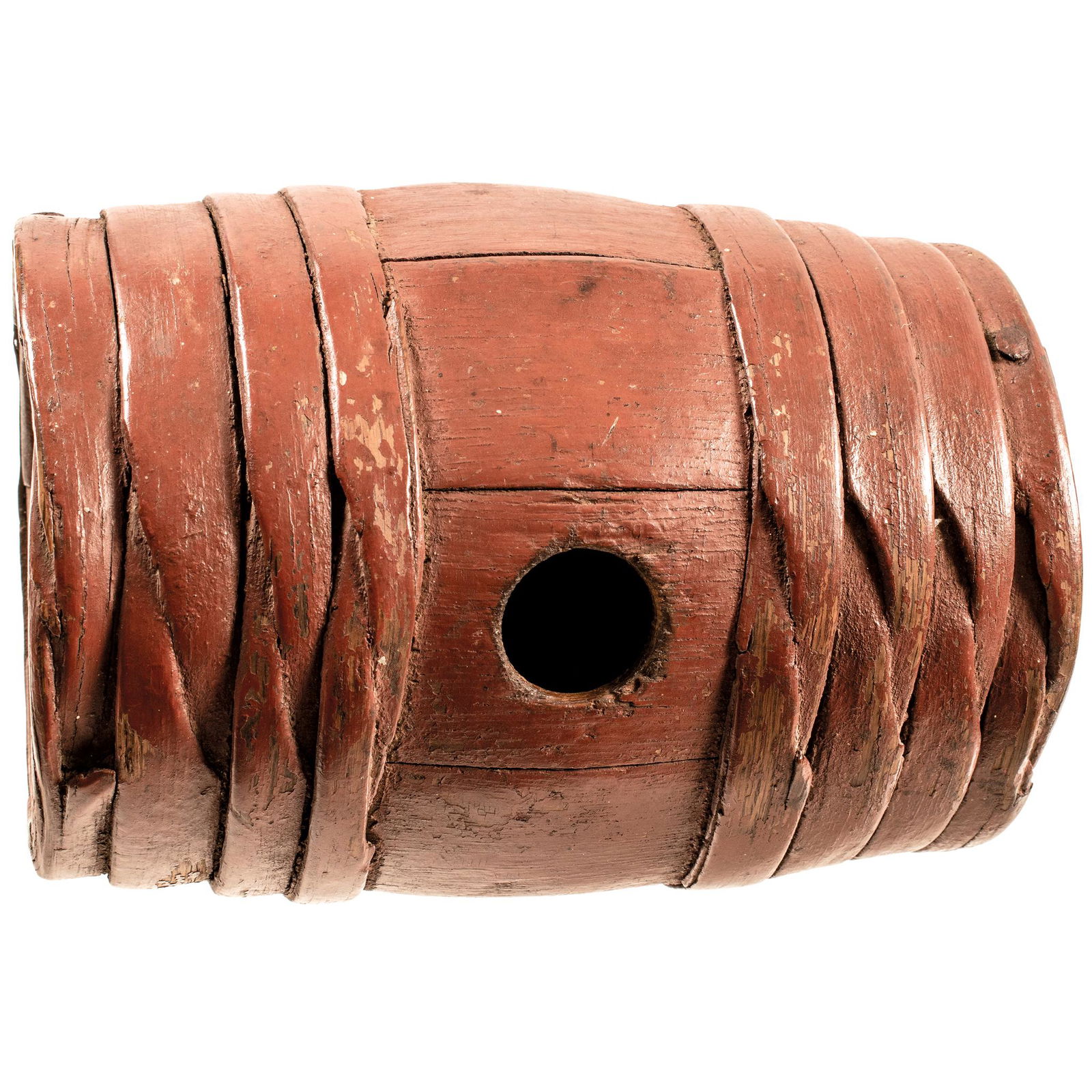 Rare Rev. War Fully Red Painted Barrel Canteen