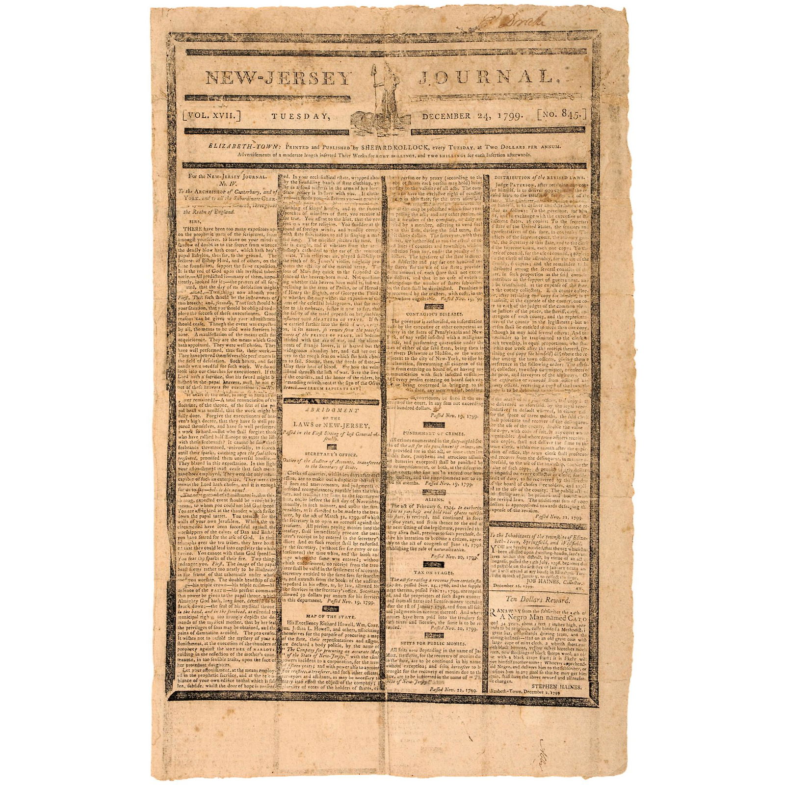 Dec. 24, 1799 George Washingtons Death Newspaper