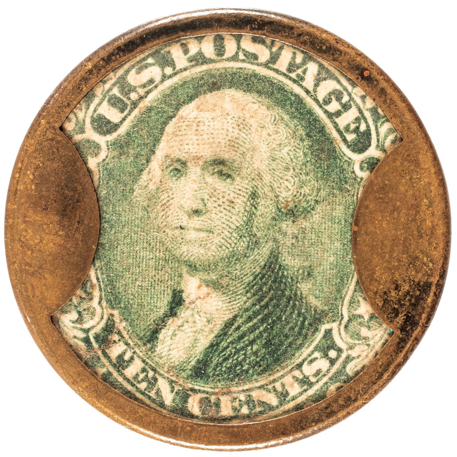 Civil War Encased Postage Stamp Coin 10 Burnetts