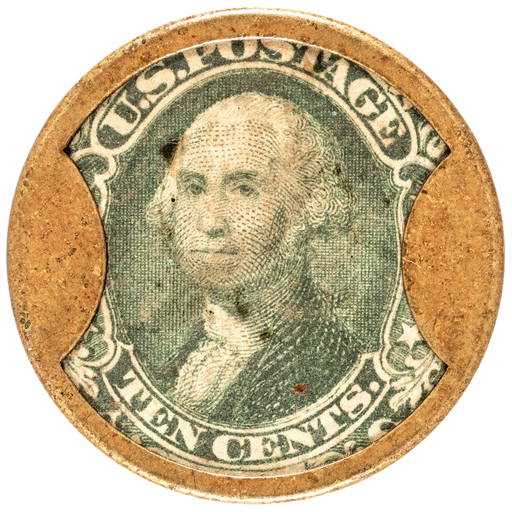 1862 Civil War, Encased Postage Stamp Currency, 10 Cents, Irving House ...