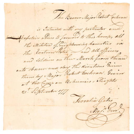 September 21, 1777 Horatio Gates Signed Revolutionary War Autographed ...
