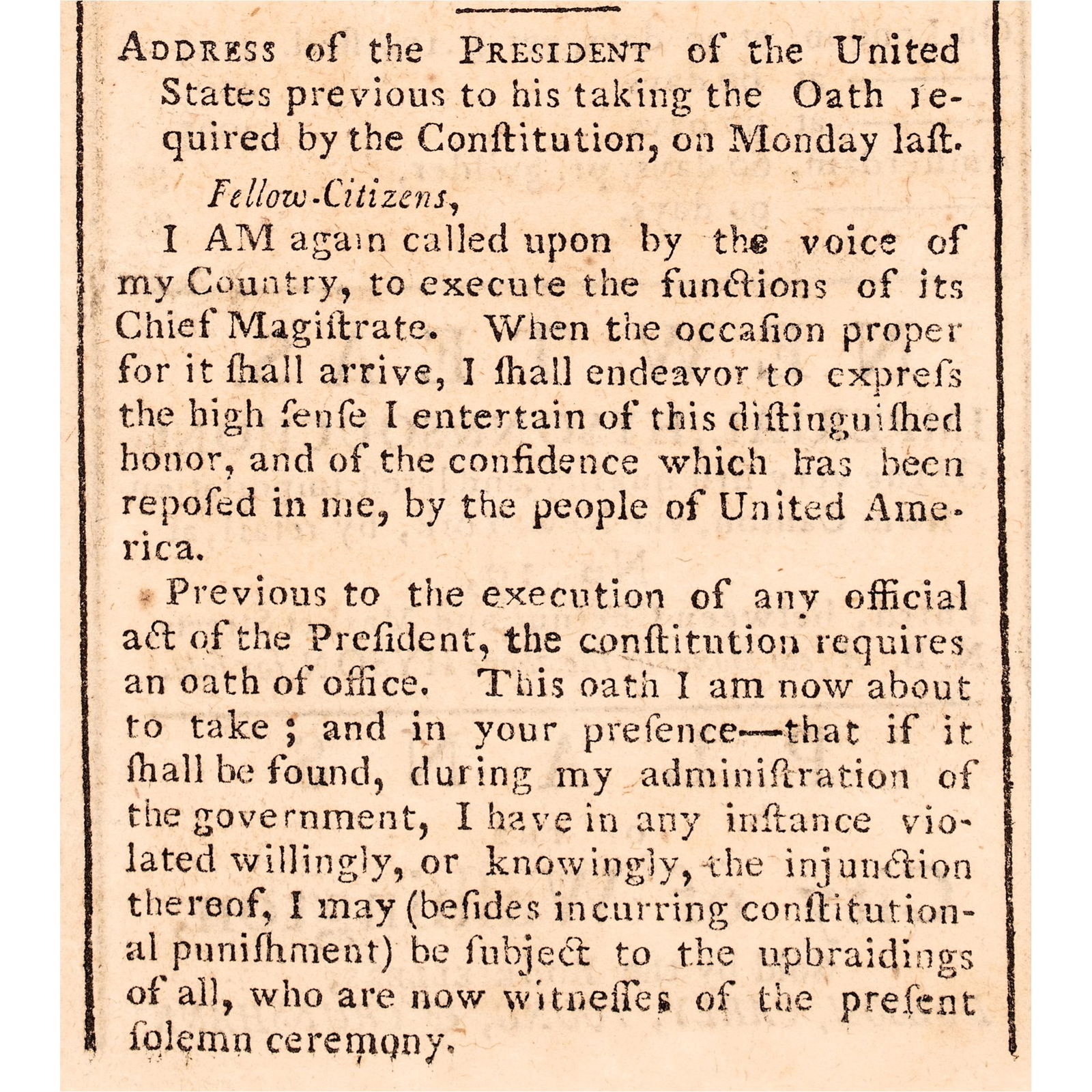 March 9, 1793 Gazette Of The United States, President George ...