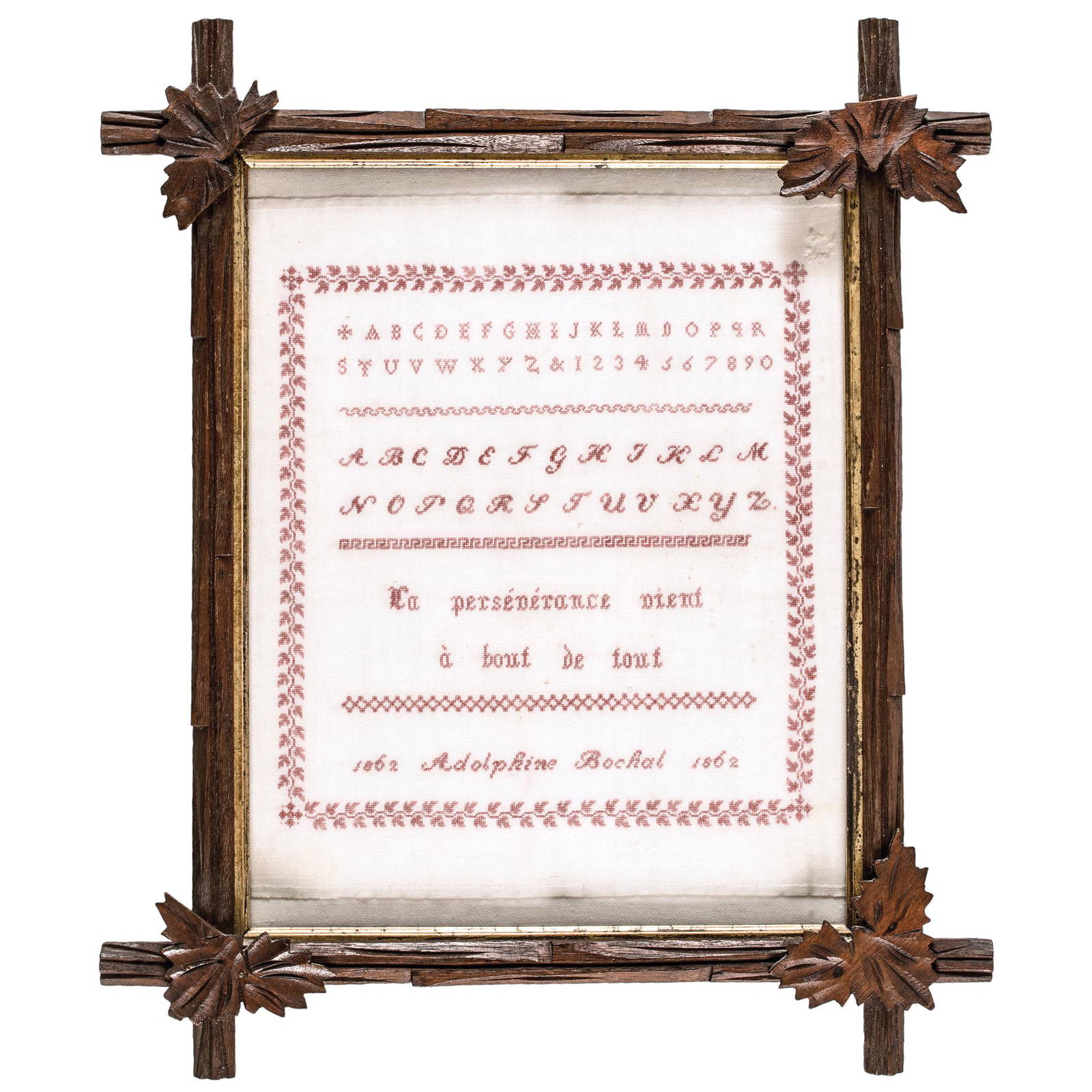 1862 Civil War Sampler Signed - Adolphine Bochal Auction