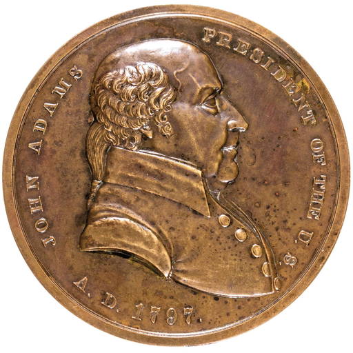 (1797 Dated) John Adams Indian Peace Medal, Bronze 76 Mm Large Size ...